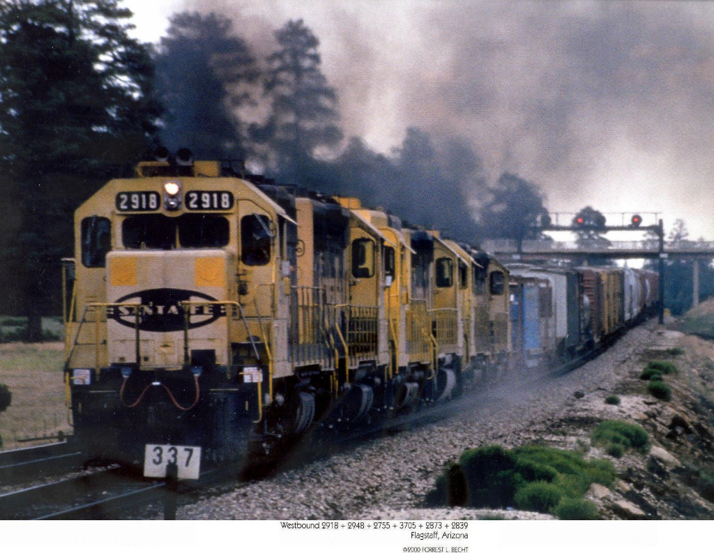 ATSF GM/EMD GP35U's 2948, 2918, 2873 and 2839 and GM/EMD GP30U 2755 and GM/EMD GP39-2 3705